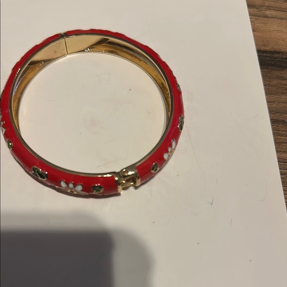 Piper | Jewelry | Piper Red And Gold Floral Bracelet | Poshmark